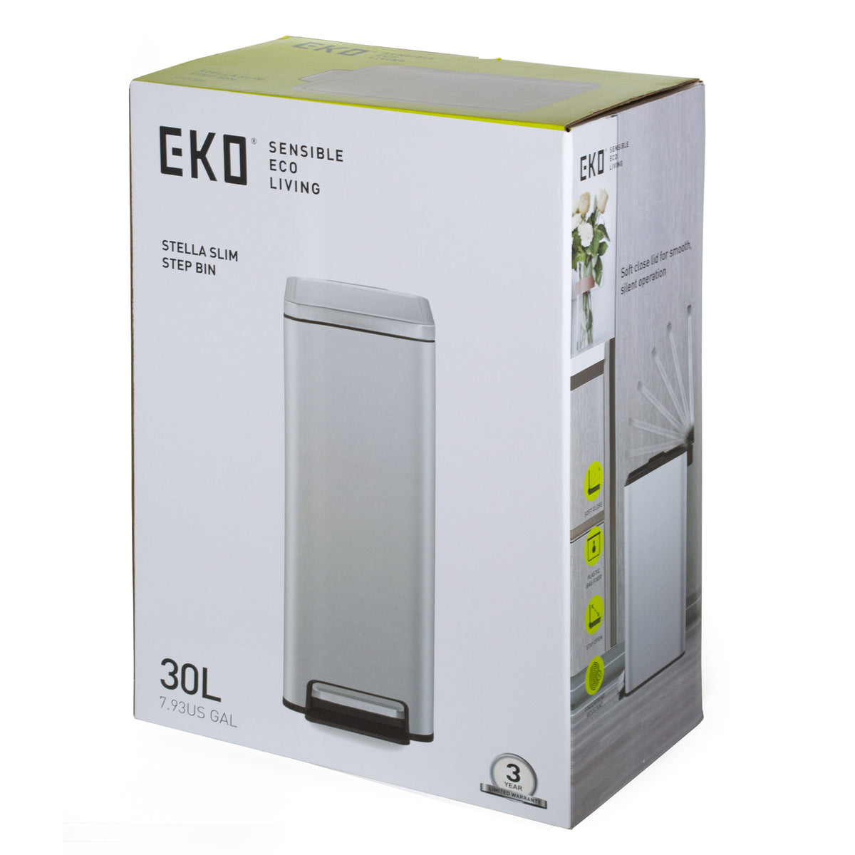 LeTotonCasa | Cesto Eko Stella Slim 30 Litros Matt Steel